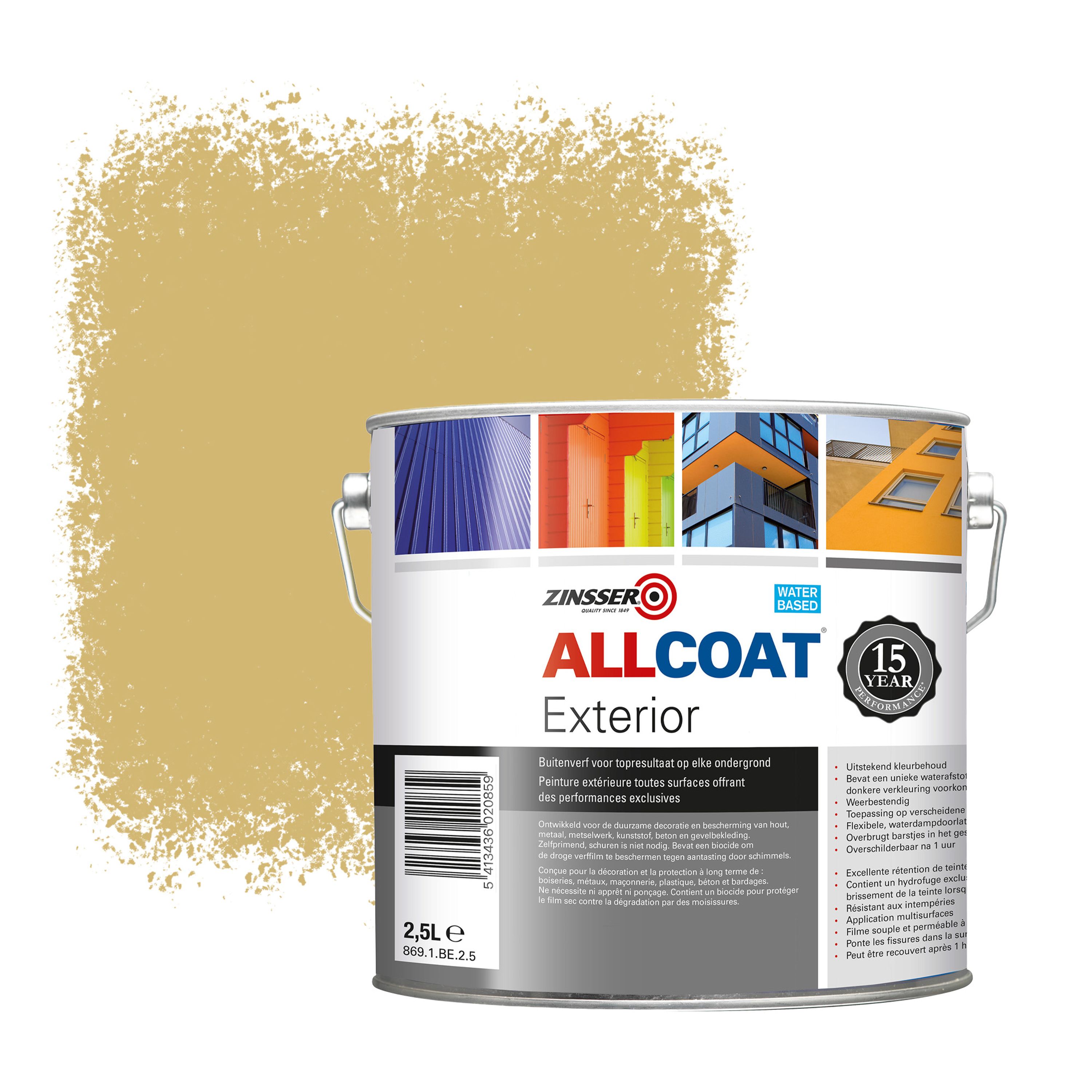 Buy Zinsser Allcoat Exterior Wall Paint RAL 1002 Sand yellow - 2,5 ...