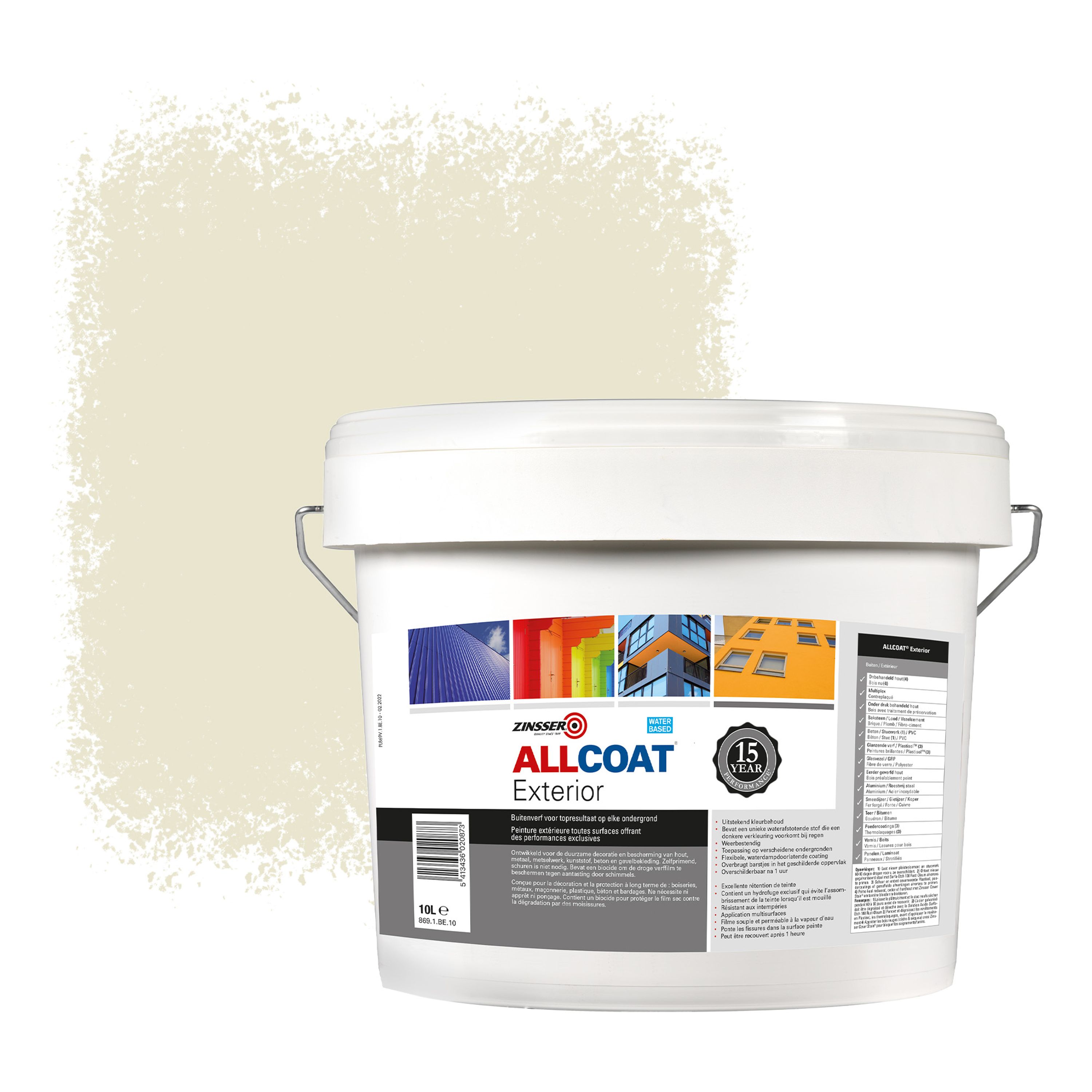Buy Zinsser Allcoat Exterior Wall Paint RAL 1013 Oyster white - 10 ...