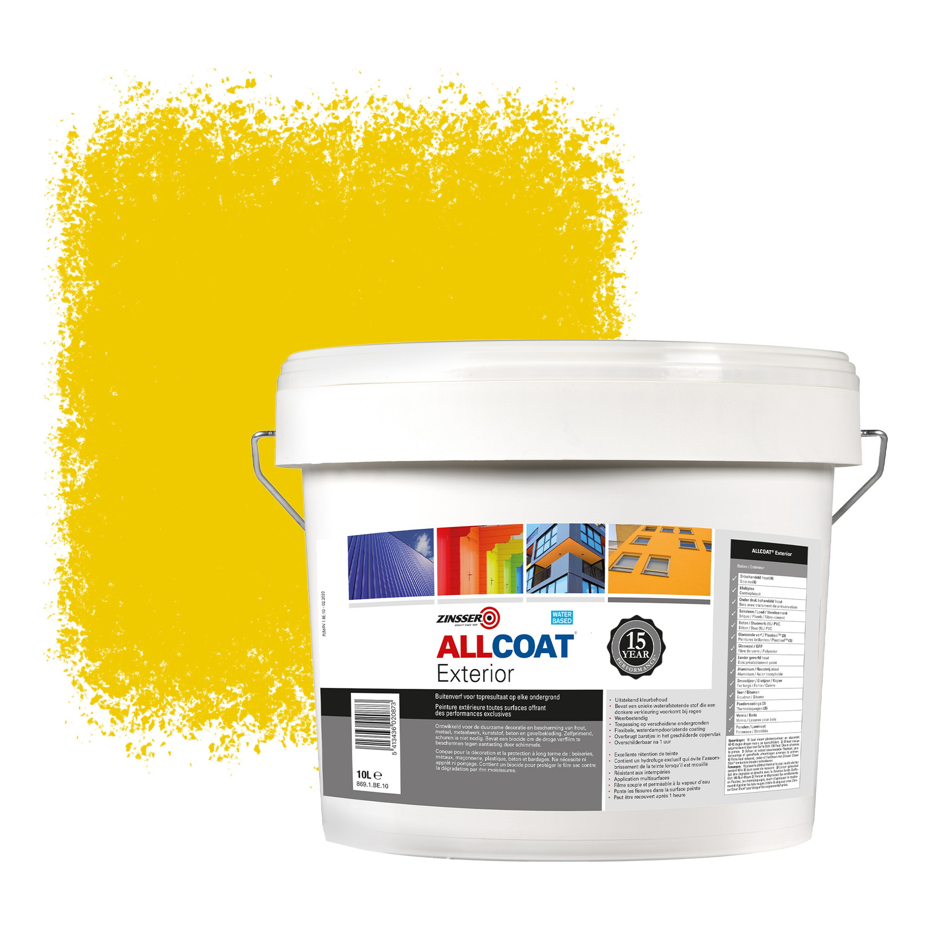 Köper du Zinsser Allcoat Exterior väggfärg RAL 1023 Trafikgul – 10 ...