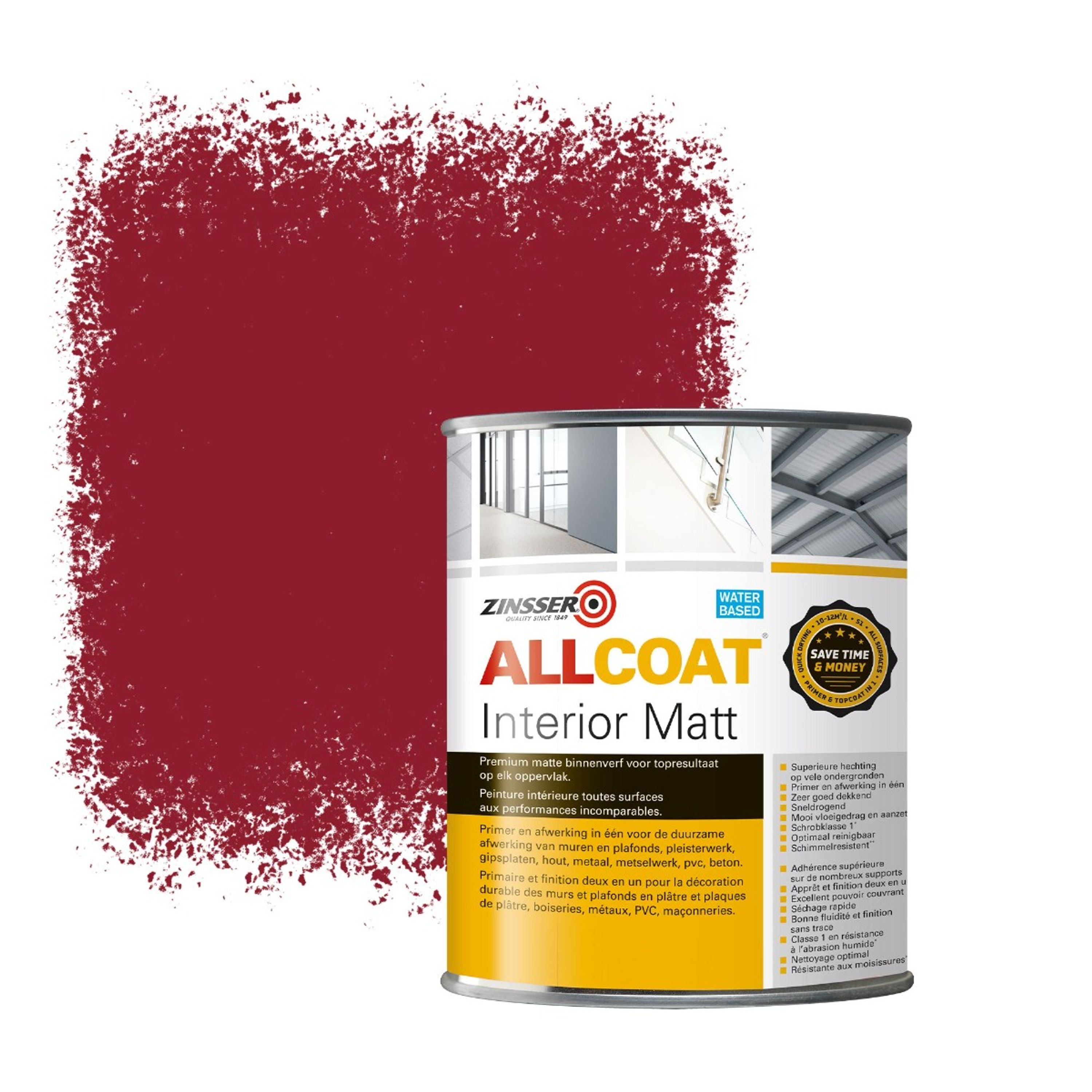 Zinsser Allcoat Interior Muurverf RAL 3003 Robijnrood - 1 liter Kopen ...