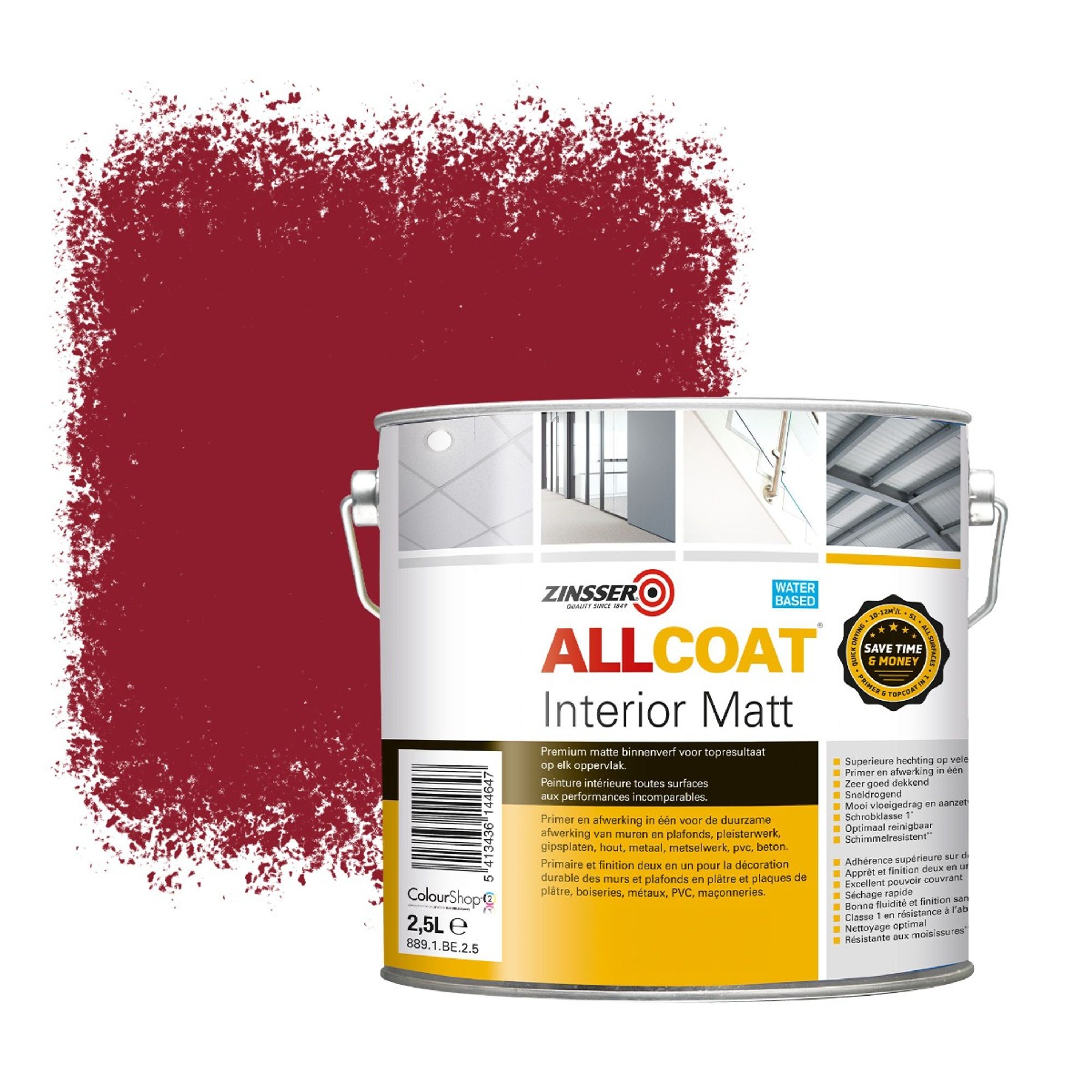 Buy Zinsser Allcoat Interior Wall Paint RAL 3003 Ruby red - 2,5 liter ...
