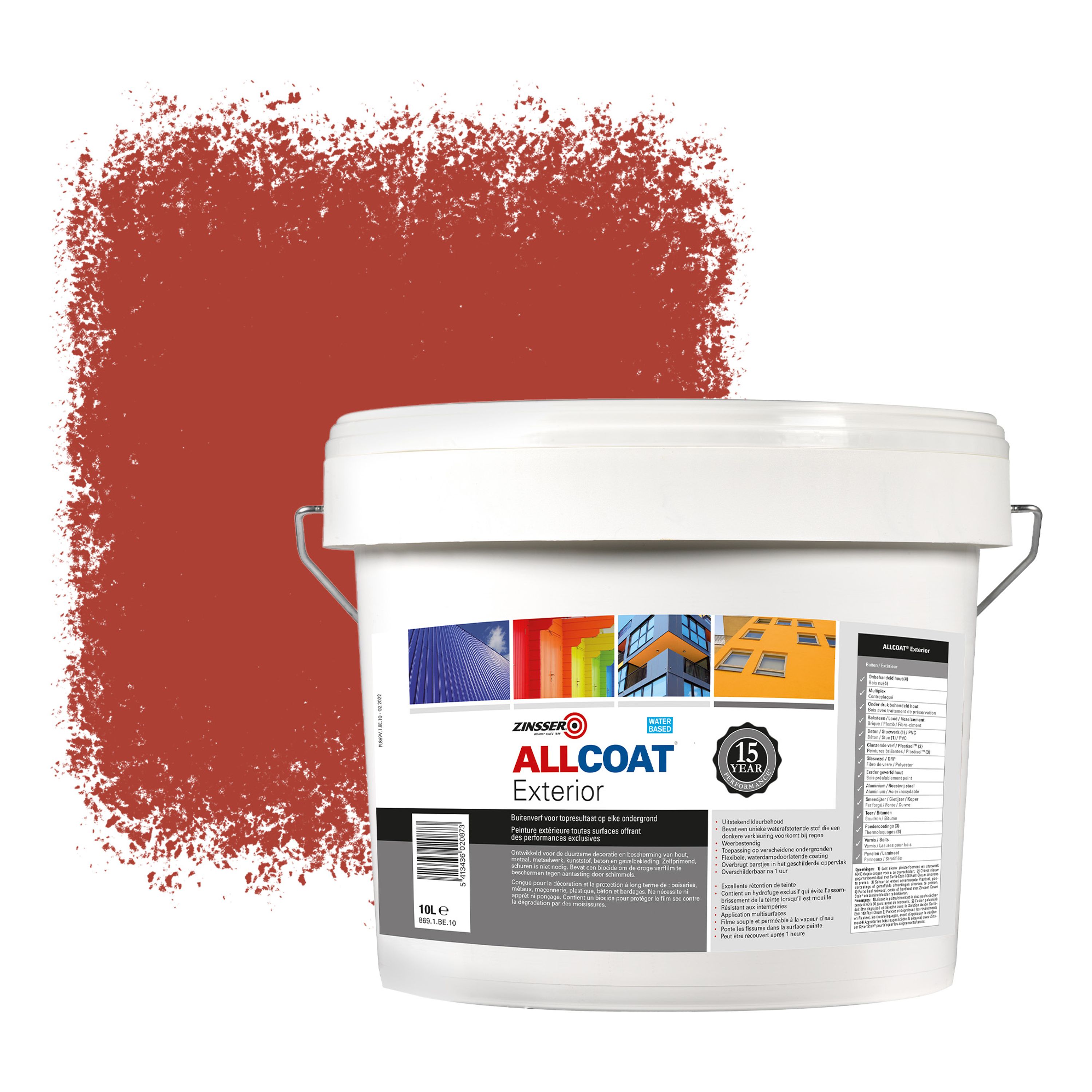 Buy Zinsser Allcoat Exterior Wall Paint RAL 3016 Coral red - 10 liter ...