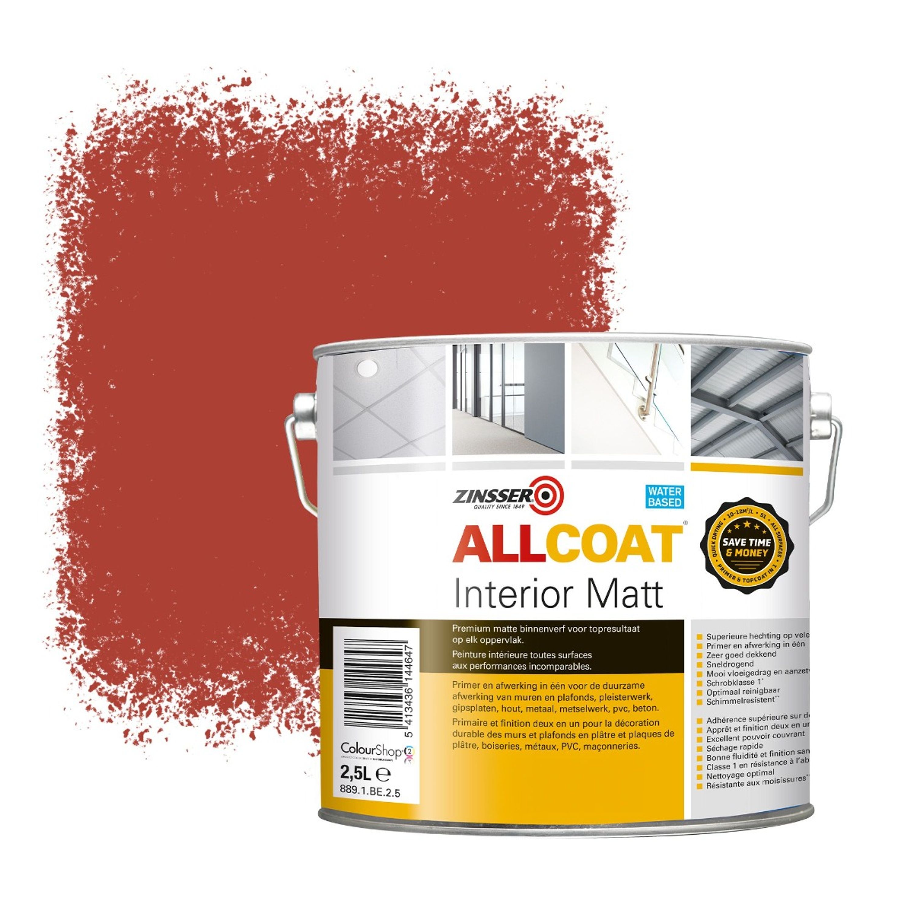 Buy Zinsser Allcoat Interior Wall Paint RAL 3016 Coral red - 2,5 liter ...