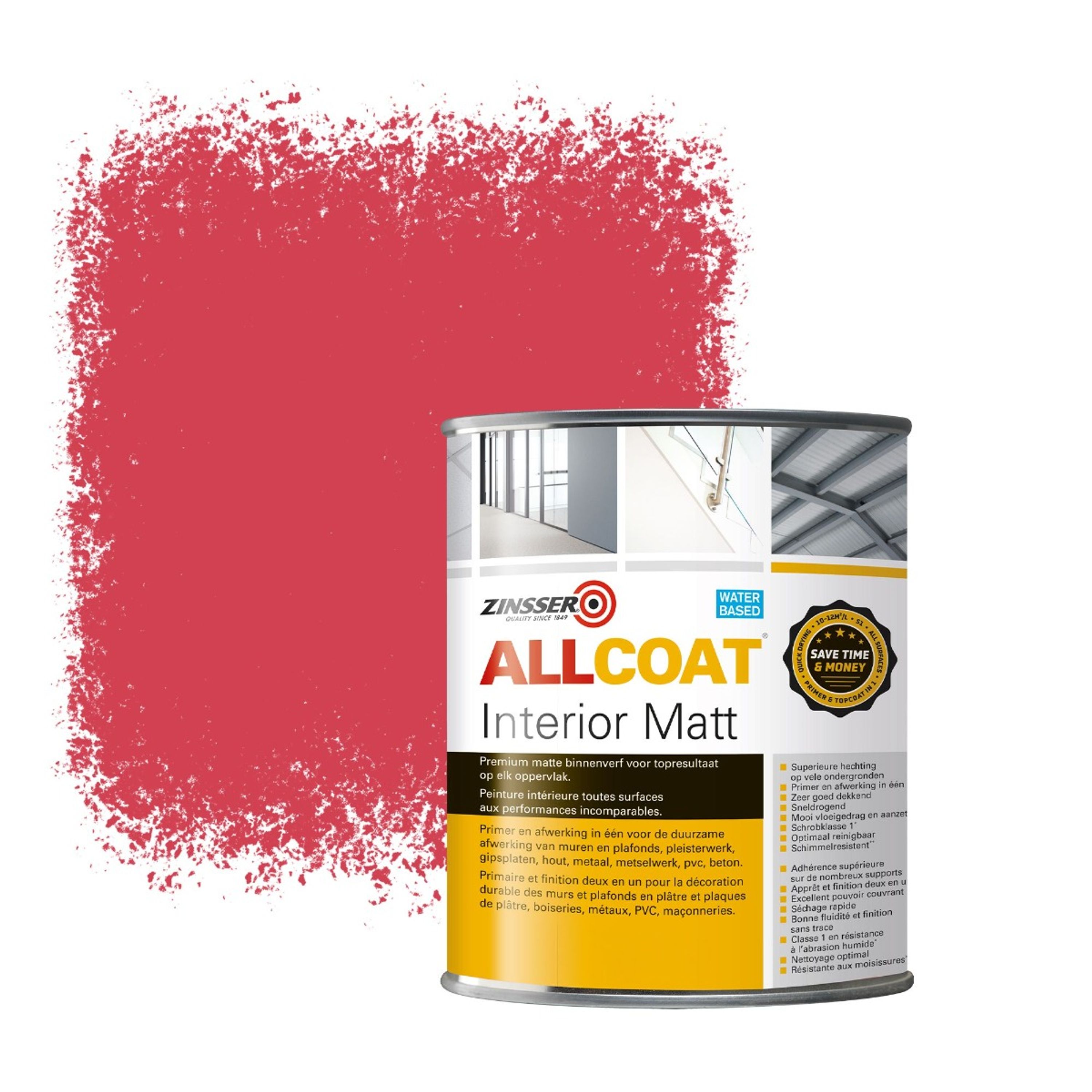 Buy Zinsser Allcoat Interior Wall Paint RAL 3018 Strawberry red - 1 ...