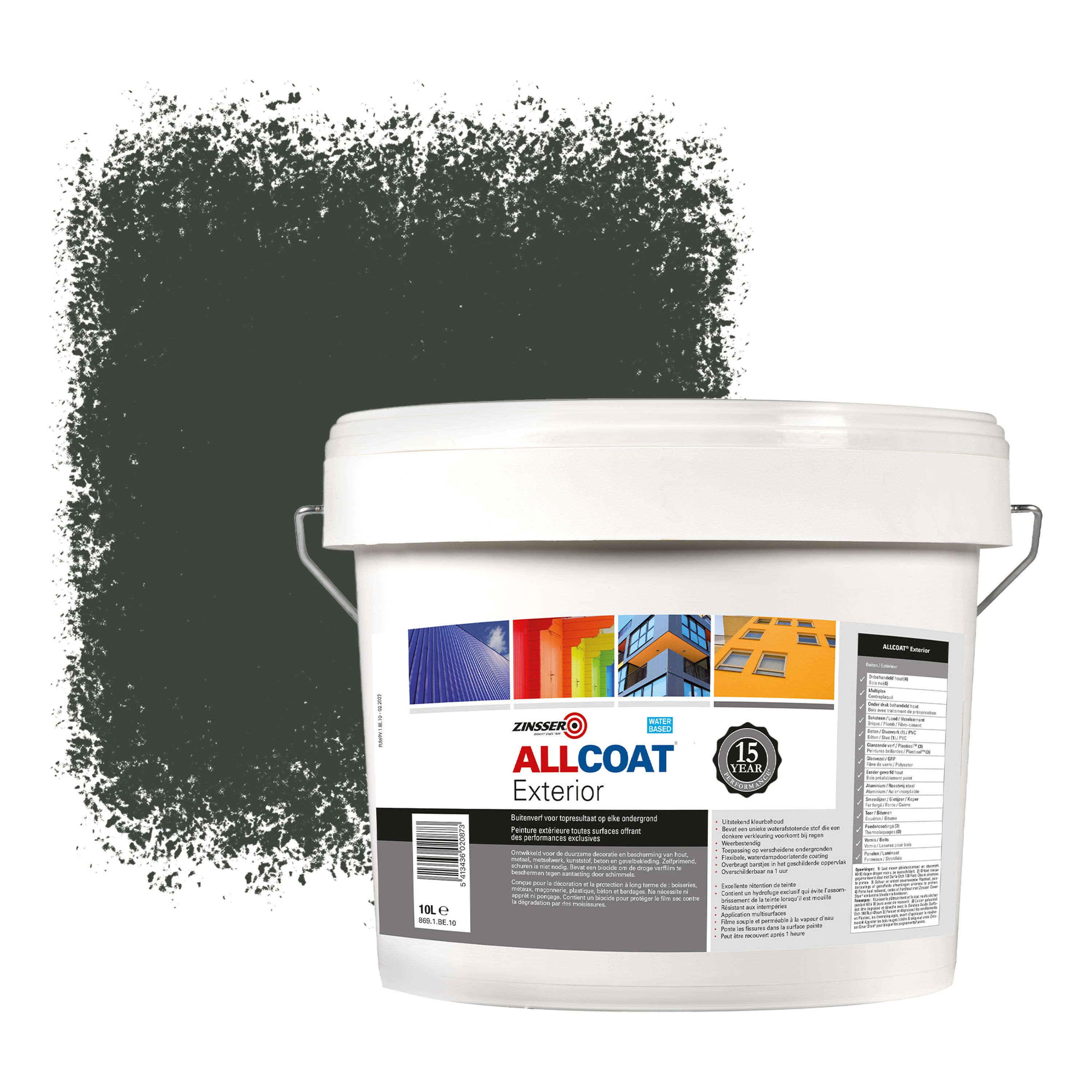 Buy Zinsser Allcoat Exterior Wall Paint RAL 6006 Grey olive - 10 liter ...