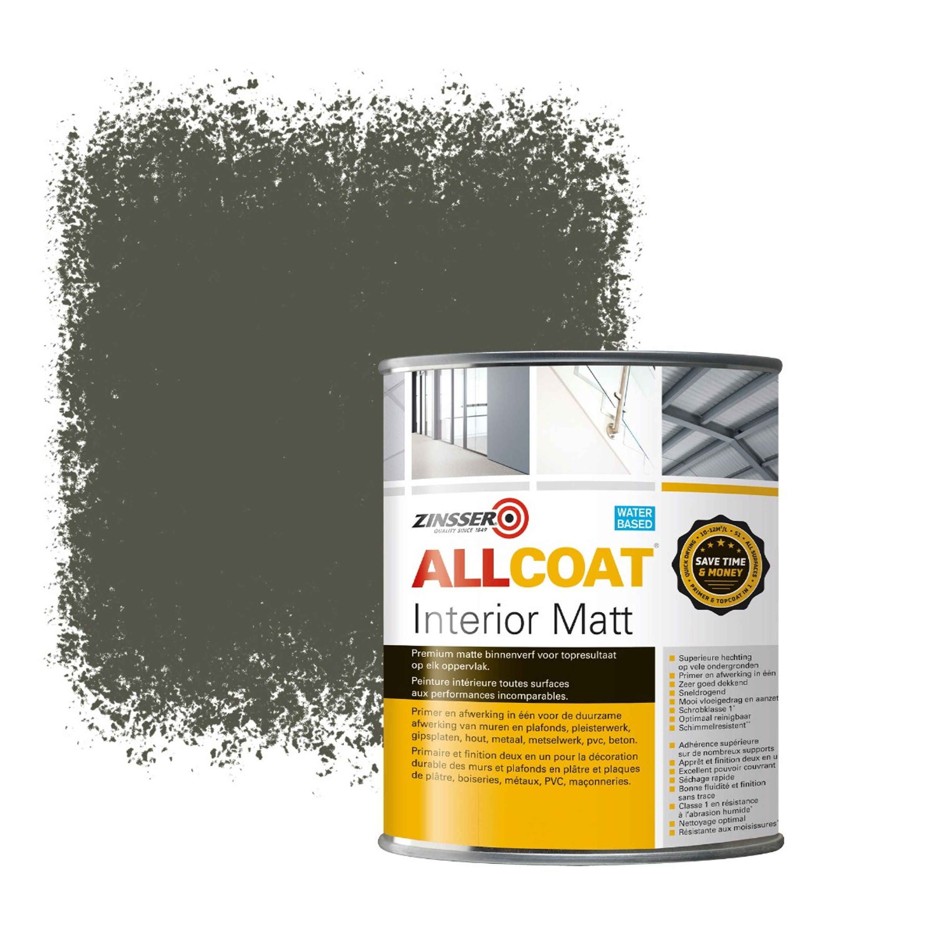 Køb Zinsser Allcoat Interior vægmaling RAL 7013 Brun-grå – 1 liter? - CROP