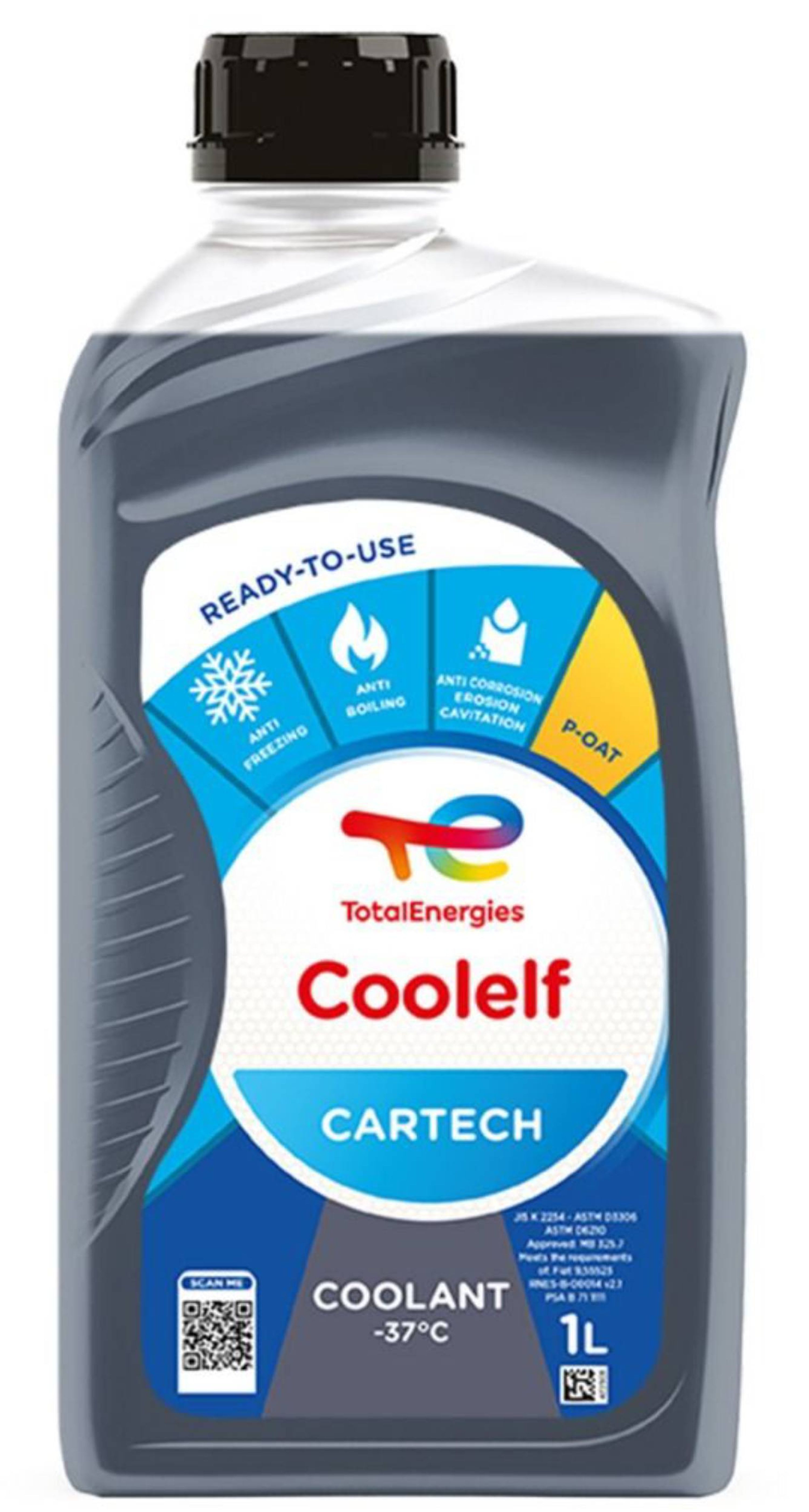 Total Coolelf Cartech -37°C G12 koelvloeistof 1 liter - CROP